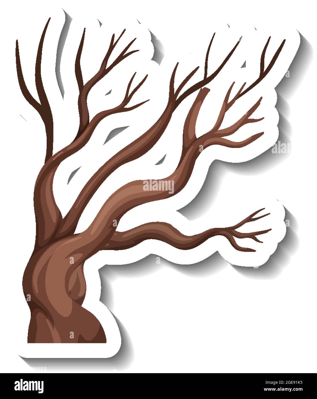 Isolated dry tree cartoon sticker on white background illustration ...