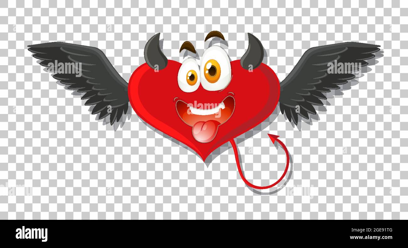 Heart shape devil with facial expression illustration Stock Vector ...