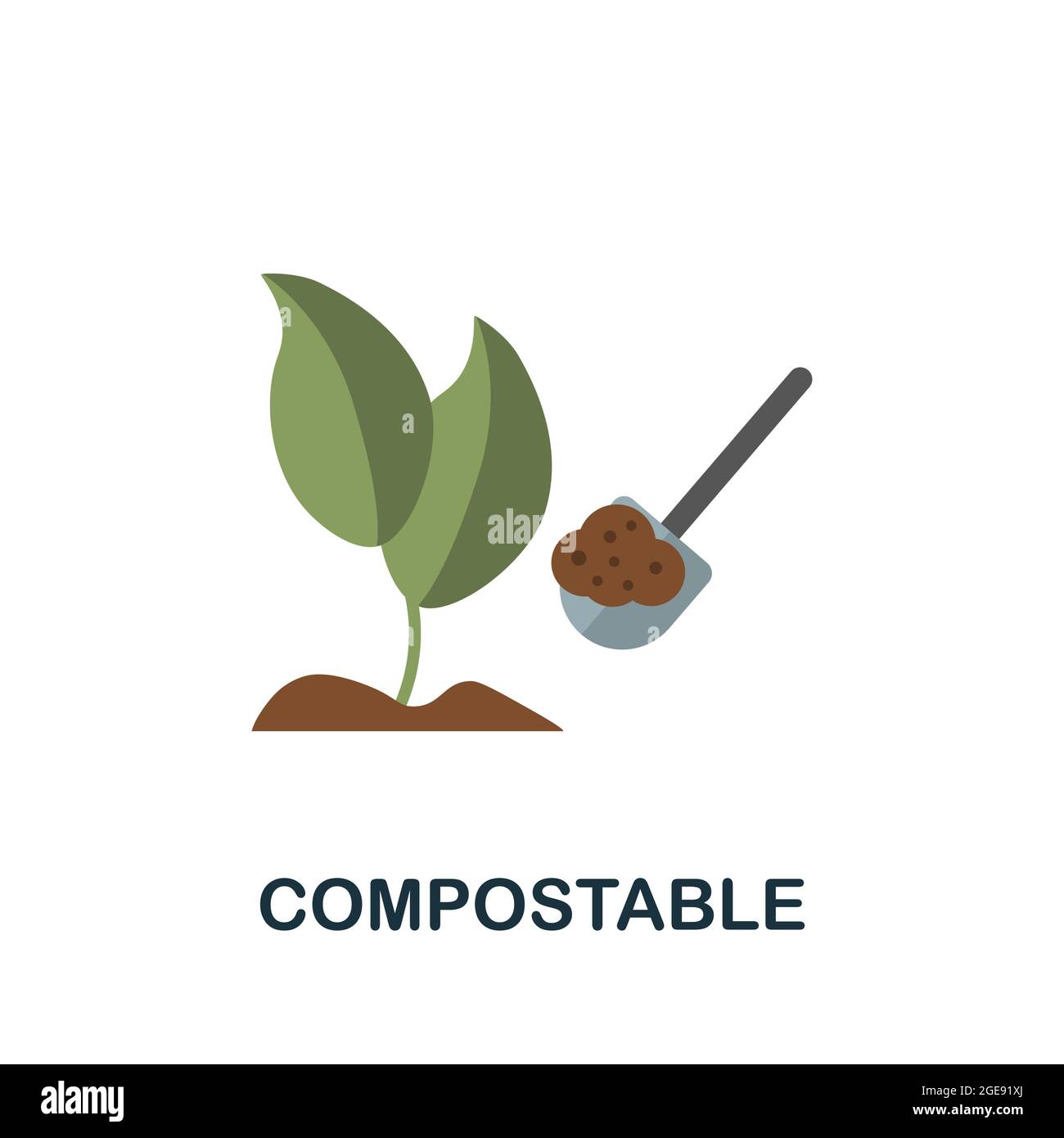 Compostable icon. Flat sign element from eco friendly product ...