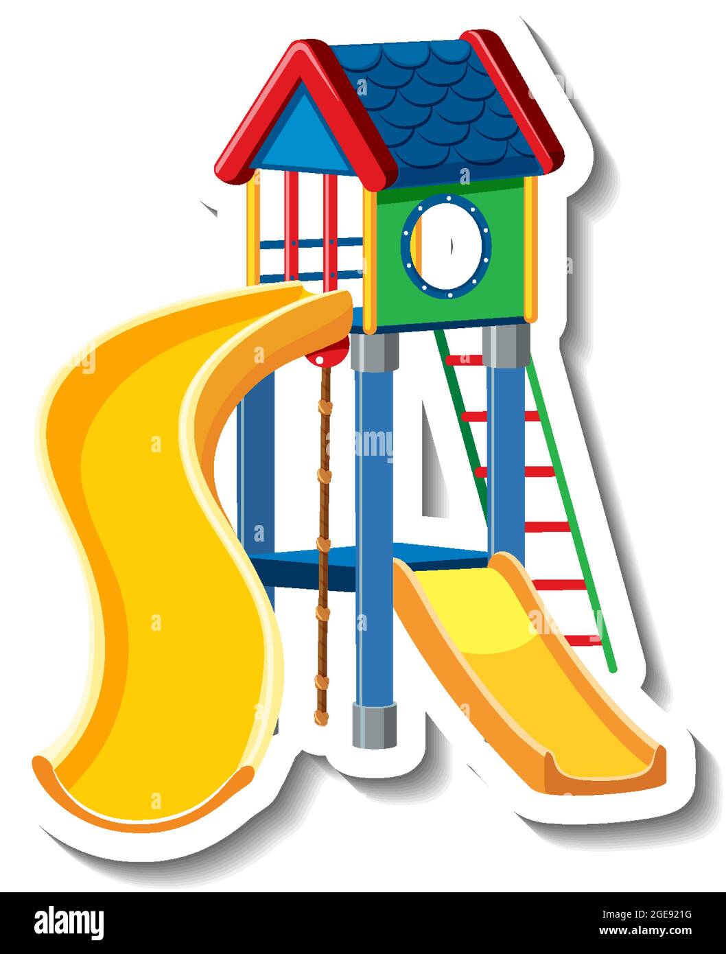 A sticker template with slide kids playground equipment illustration ...