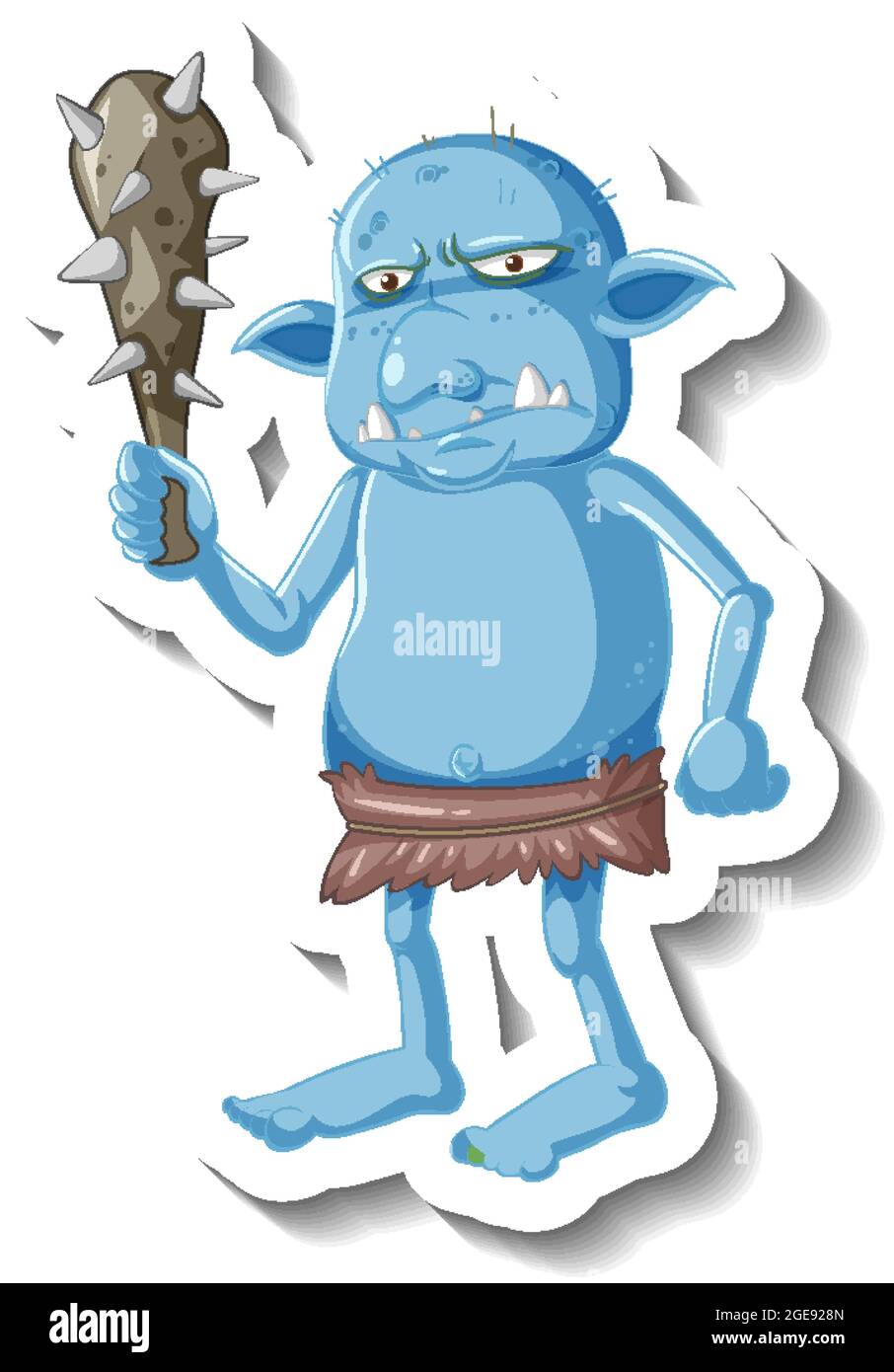 Blue goblin or troll cartoon character sticker illustration Stock ...