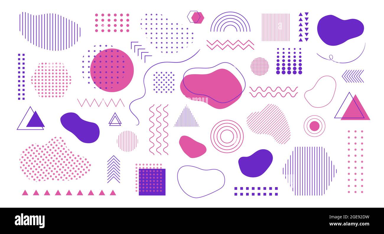 Vector set of abstract different shapes, lines, dots. Organic and ...