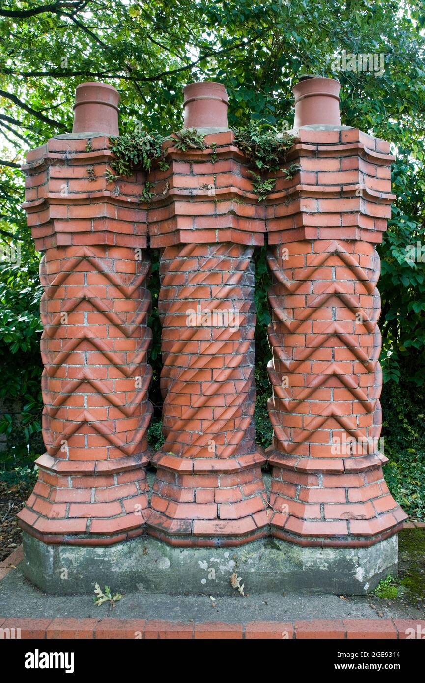 Ornate Victorian brick Chimneys at the Avoncroft Museum of Buildings ...