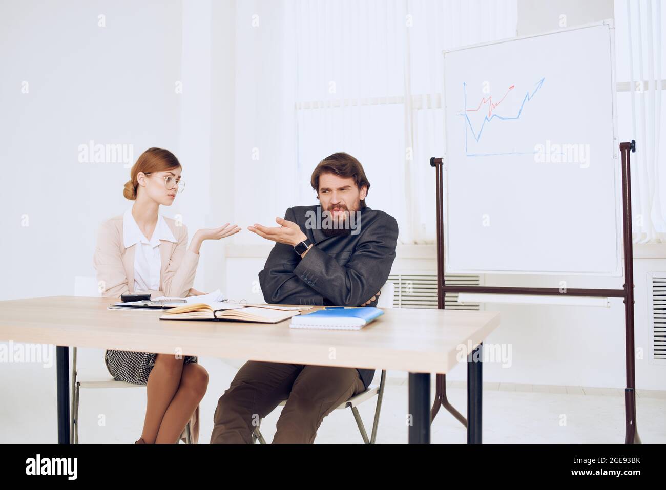 work colleagues in the office professional's desk communication Stock ...