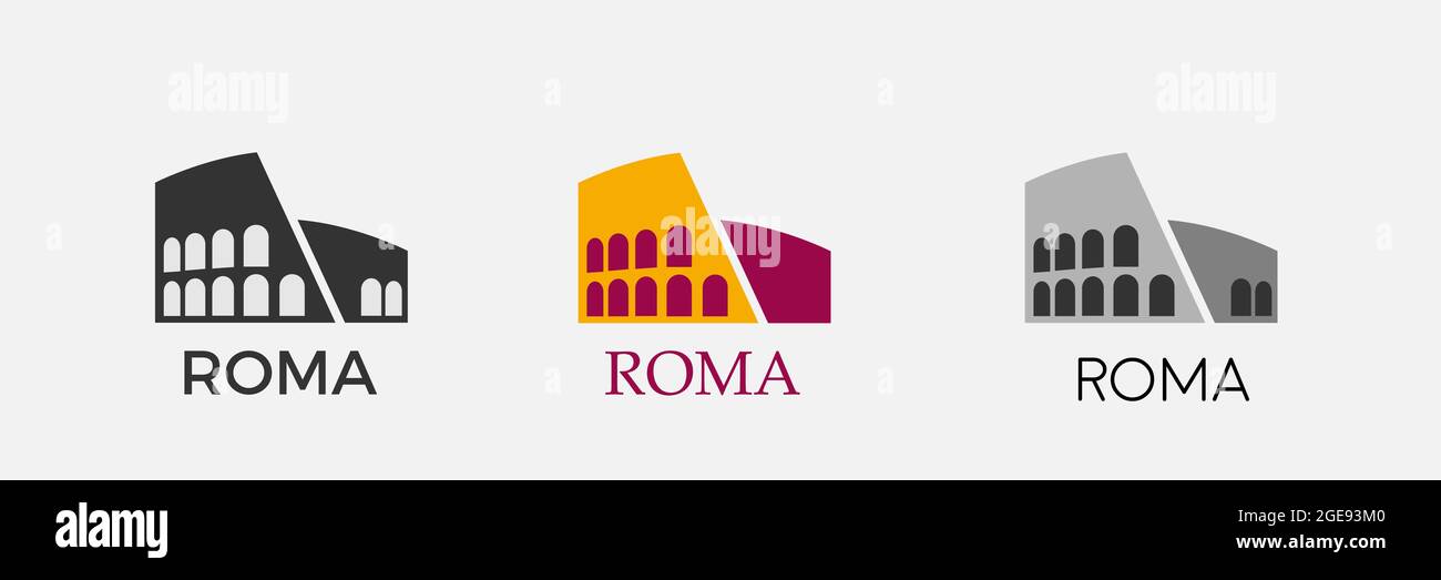 Coliseum, Rome. Italian symbol. Set of abstract vector logo Stock ...