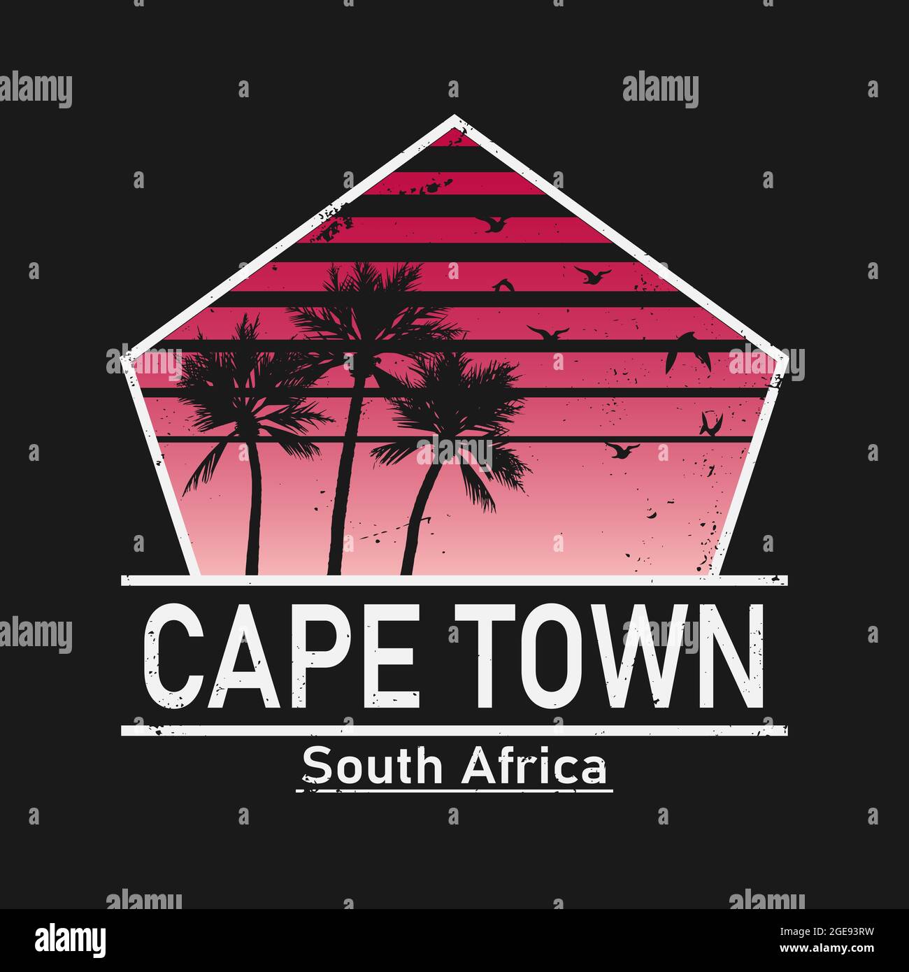 Cape town, South Africa. text for t-shirt, post card, poster. Isolated ...