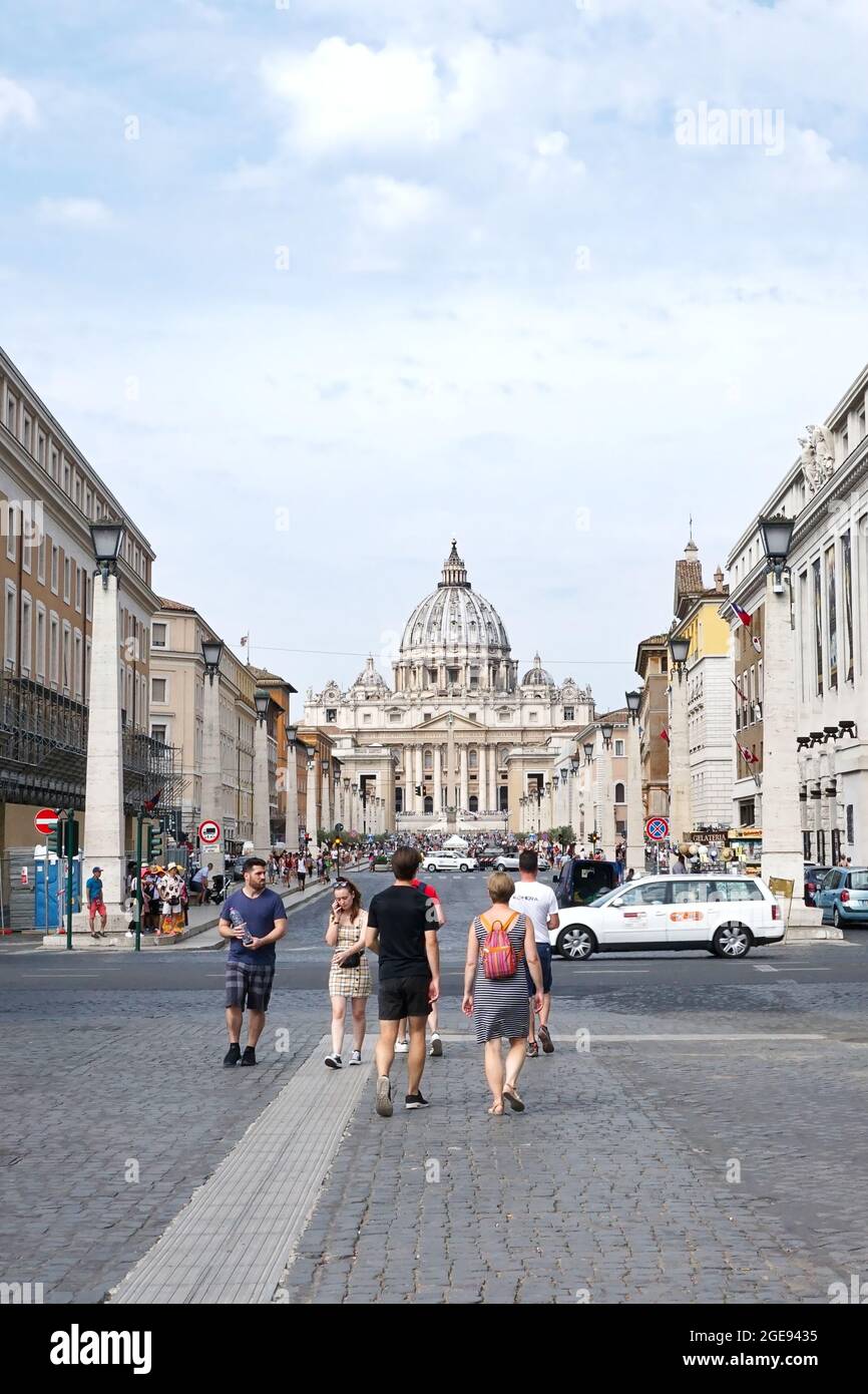 ROME, ITALY - Sep 01, 2019: A vertical shot of the tourists near the St ...