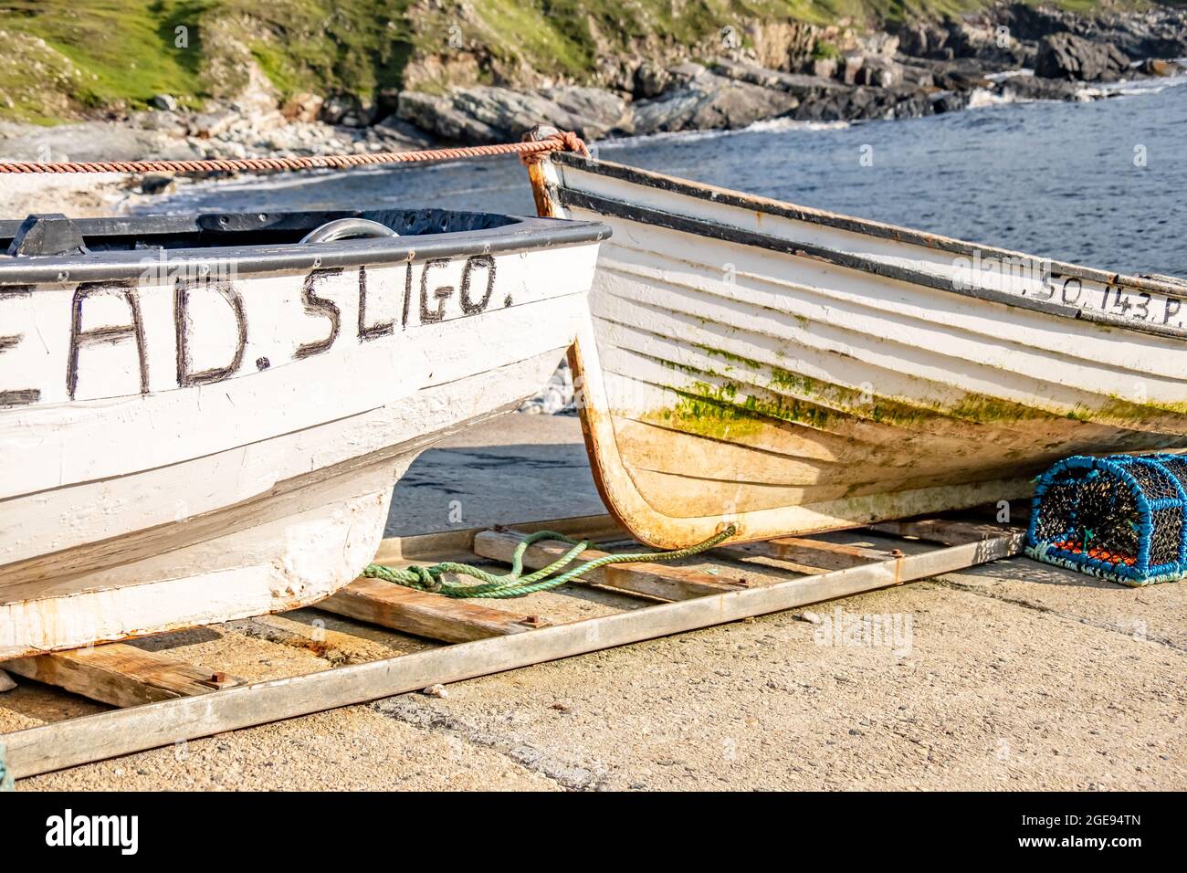 AN PORT, COUNTY DONEGAL, IRELAND - AUGUST 11 2021 : Vessels lying at ...