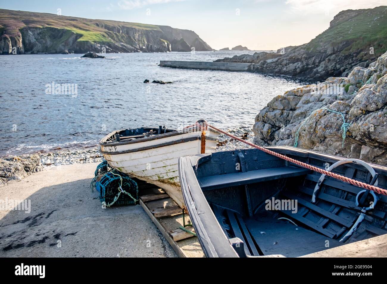 Vessels lying at the harbour of An Port, County Donegal - Ireland Stock ...