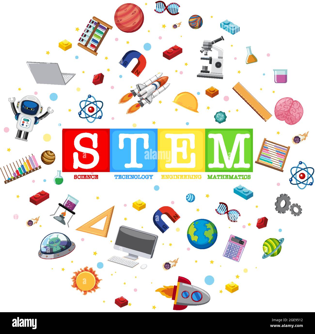 Colourful STEM education text icon illustration Stock Vector Image ...
