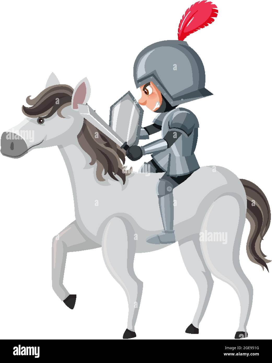 Knight riding horse cartoon character on white background illustration ...