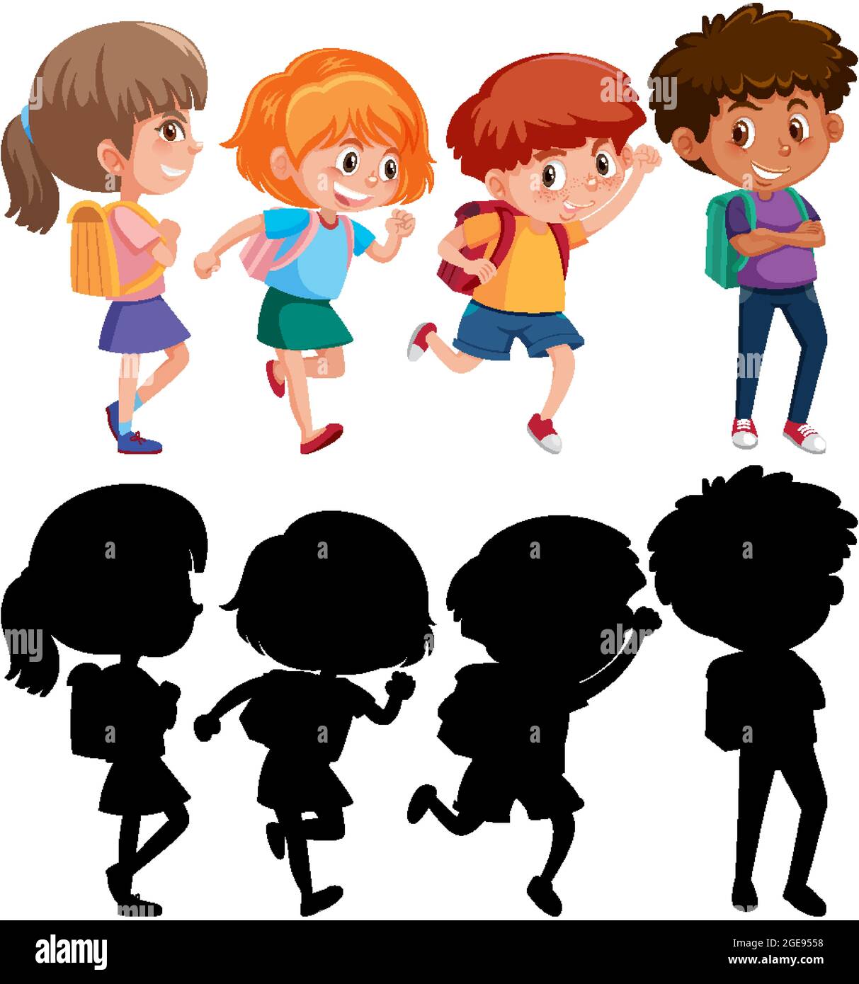 Set of different kids cartoon character illustration Stock Vector Image ...