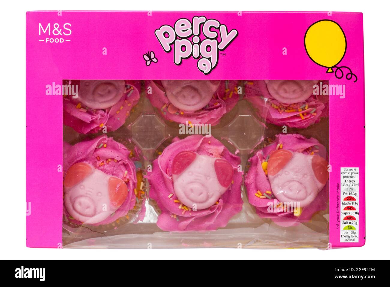 Packet of Percy Pig party cupcakes cakes from M&S isolated on white background Stock Photo - Alamy