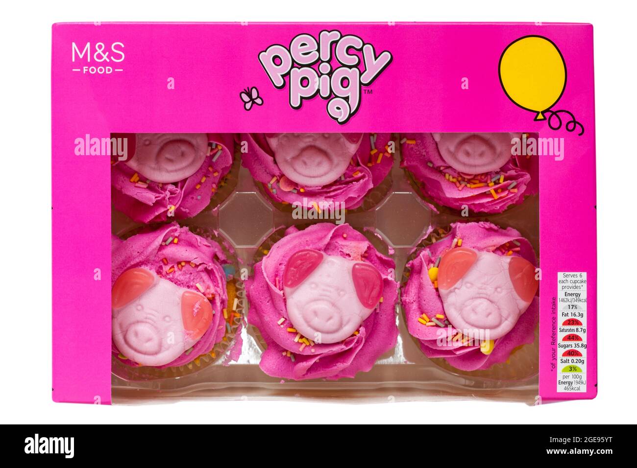 Packet of Percy Pig party cupcakes cakes from M&S isolated on white ...
