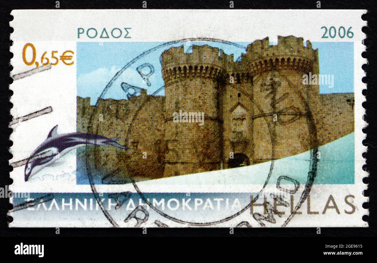 GREECE - CIRCA 2006: a stamp printed in the Greece shows Rhodes, Island ...