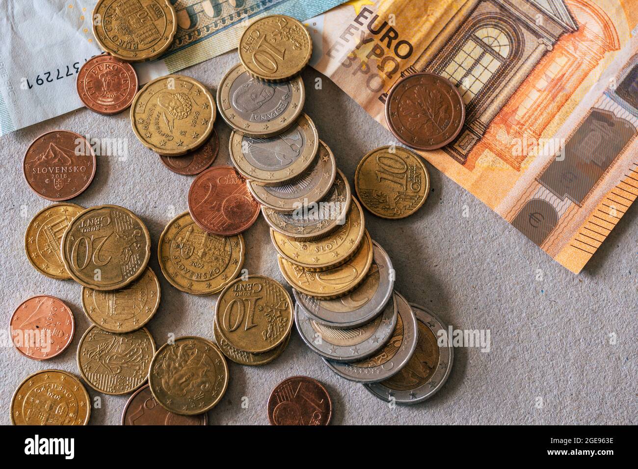 euro currency bills coins Stock Photo - Alamy