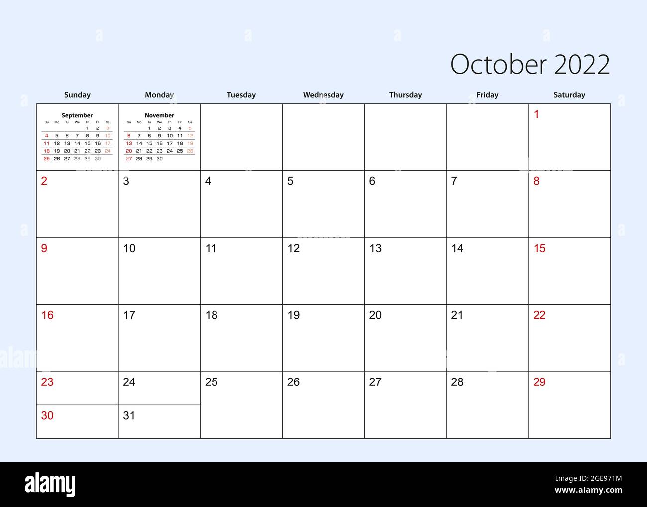 October 2022 Calendar Planner