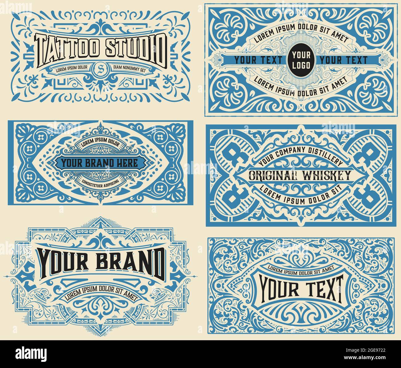 Set of 6 labels. Western style Stock Vector Image & Art - Alamy