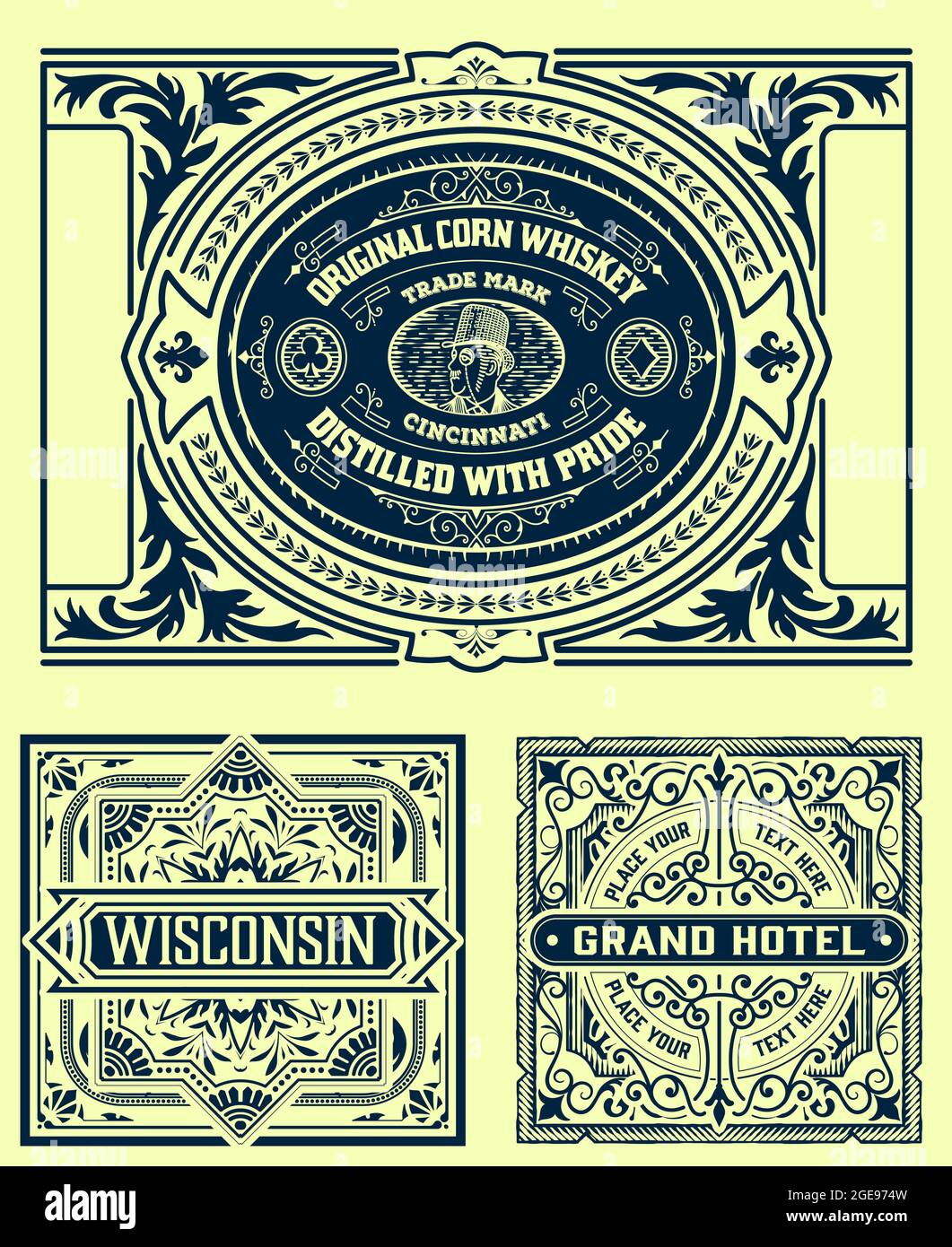Set of 3 vintage labels for packing Stock Vector Image & Art - Alamy