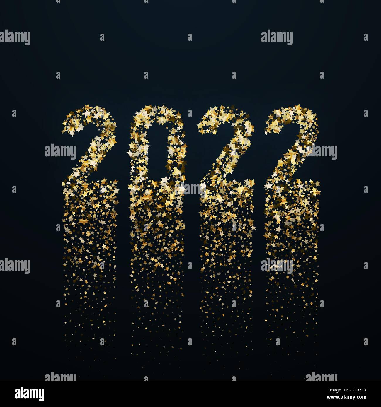 New Year 2022 numbers made from confetti of golden stars. Vector ...