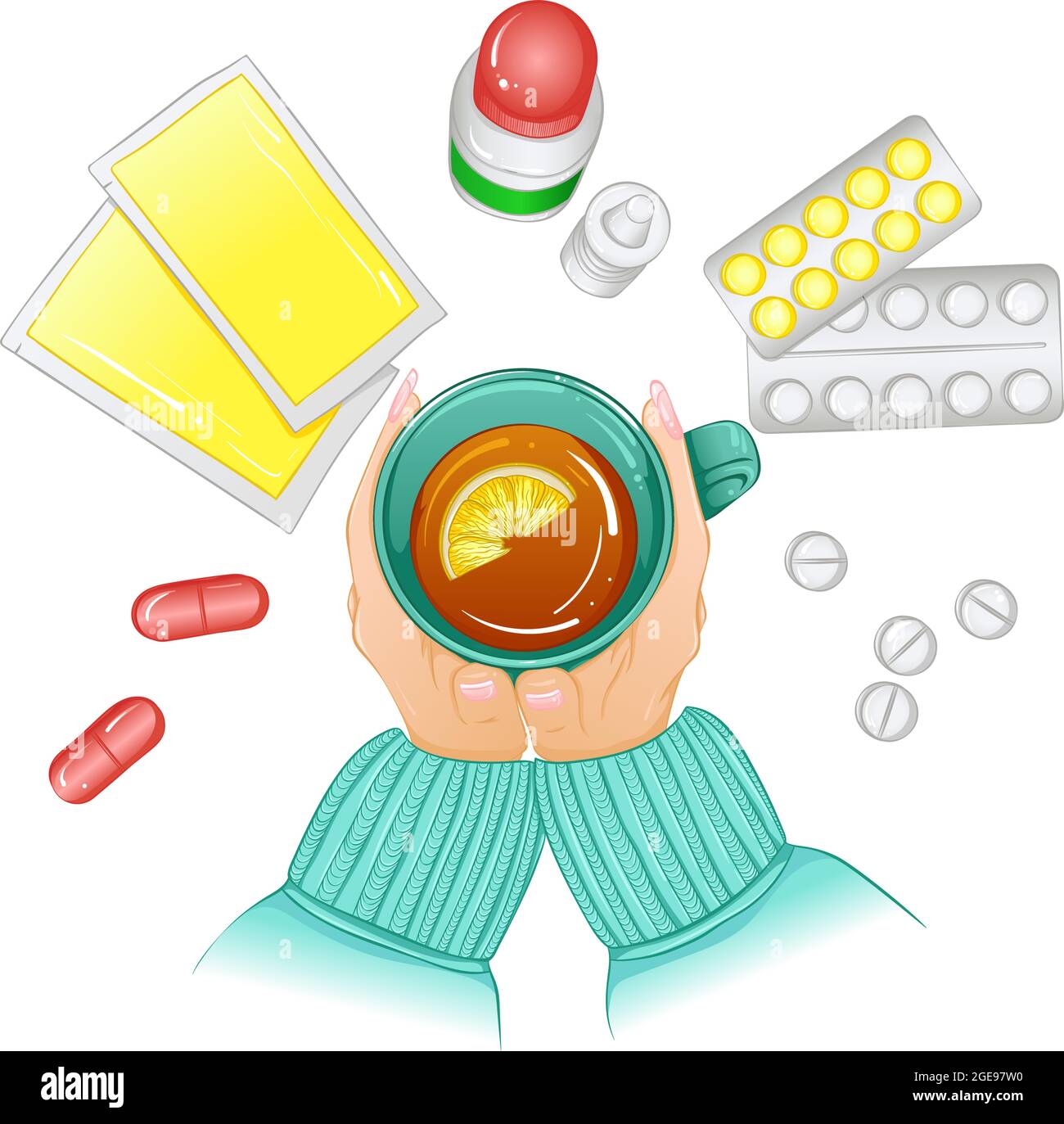 Citrus hot drink hand Stock Vector Images - Alamy