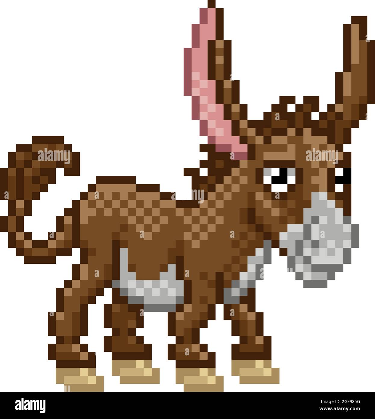 Donkey Mule Pixel Art Animal Video Game Cartoon Stock Vector Image ...