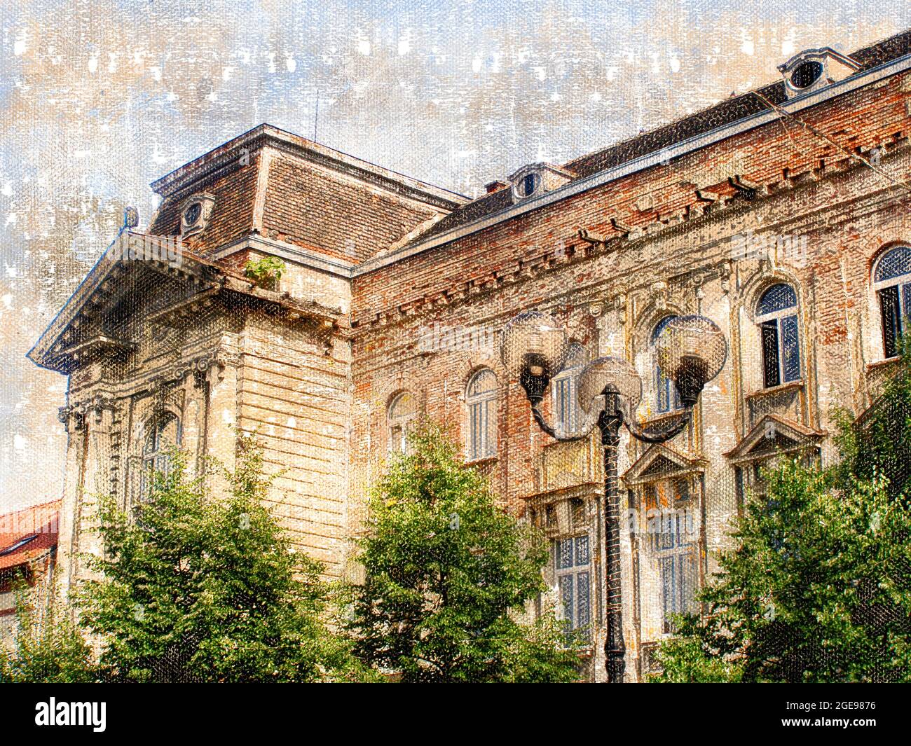 The facade of an old building in the historic district of Lviv, Ukraine ...
