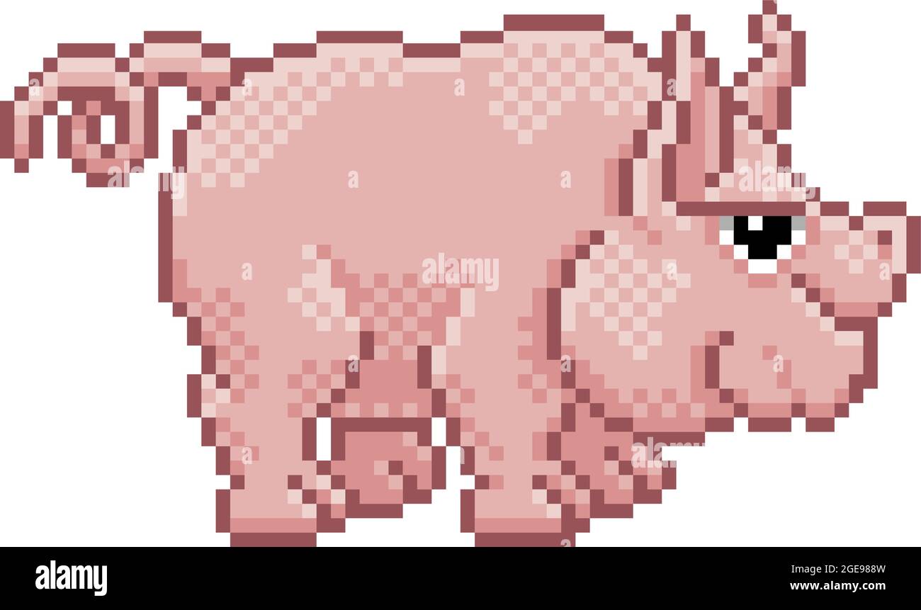 Pig Pixel Art Animal Retro Video Game Cartoon Stock Vector Image & Art ...