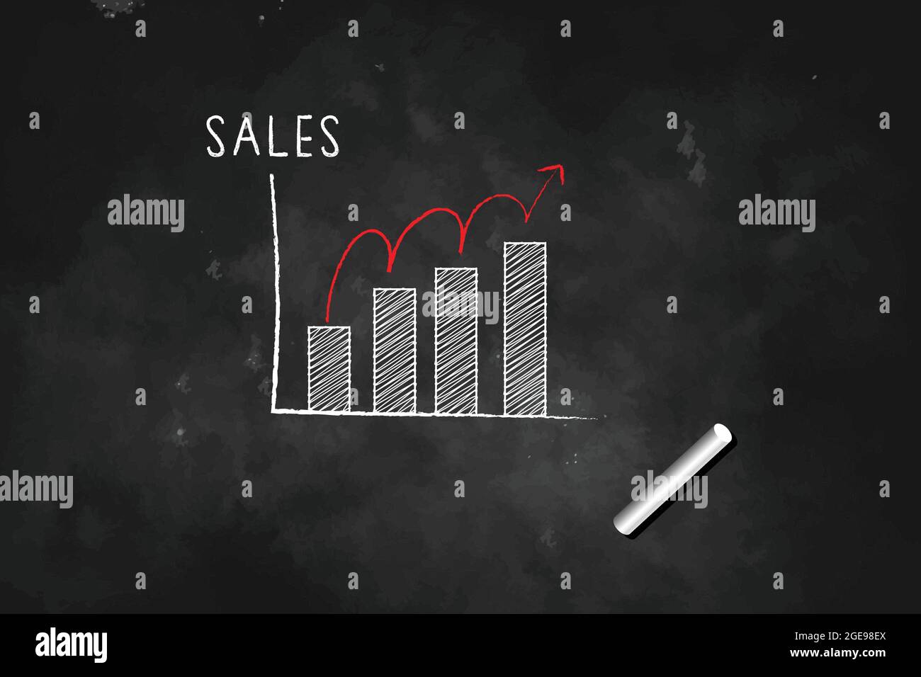 Chart Graph Of Sales Growth Written With Chalk On A Blackboard Stock ...