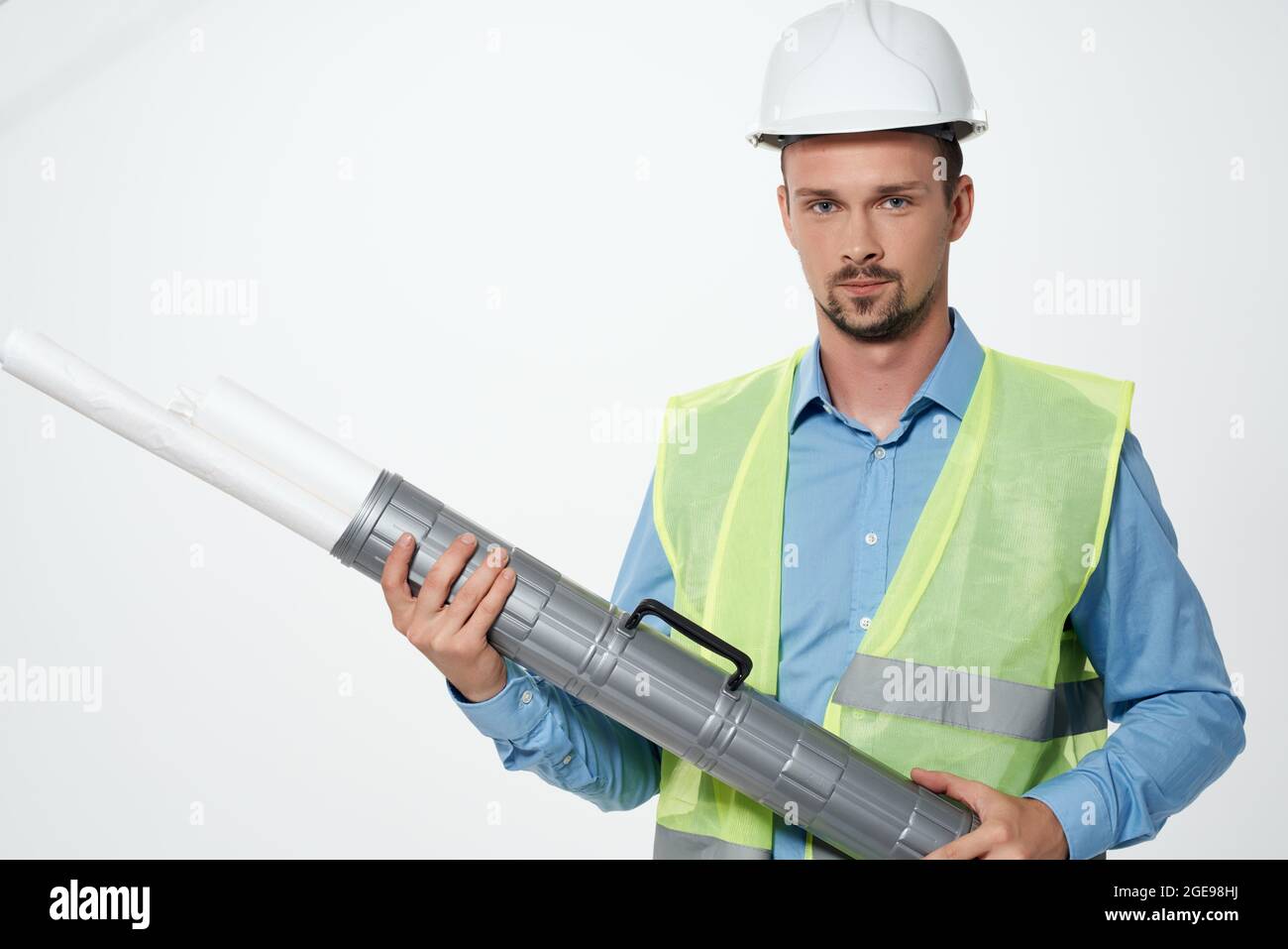 male builders Professional Job isolated background Stock Photo - Alamy