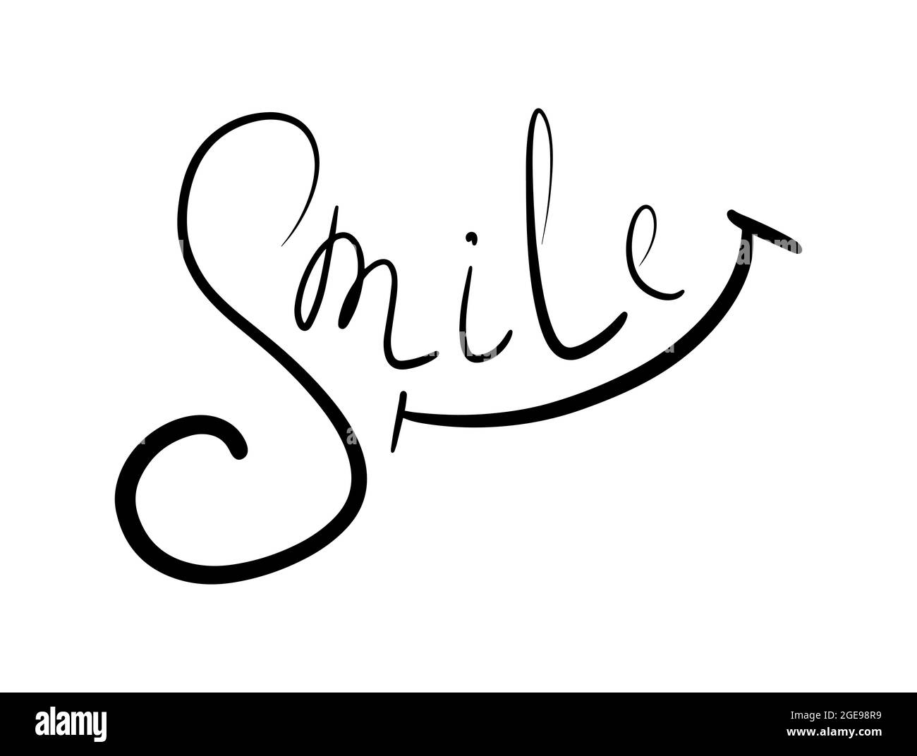 Handwritten word smile isolated on white background. Vector ...