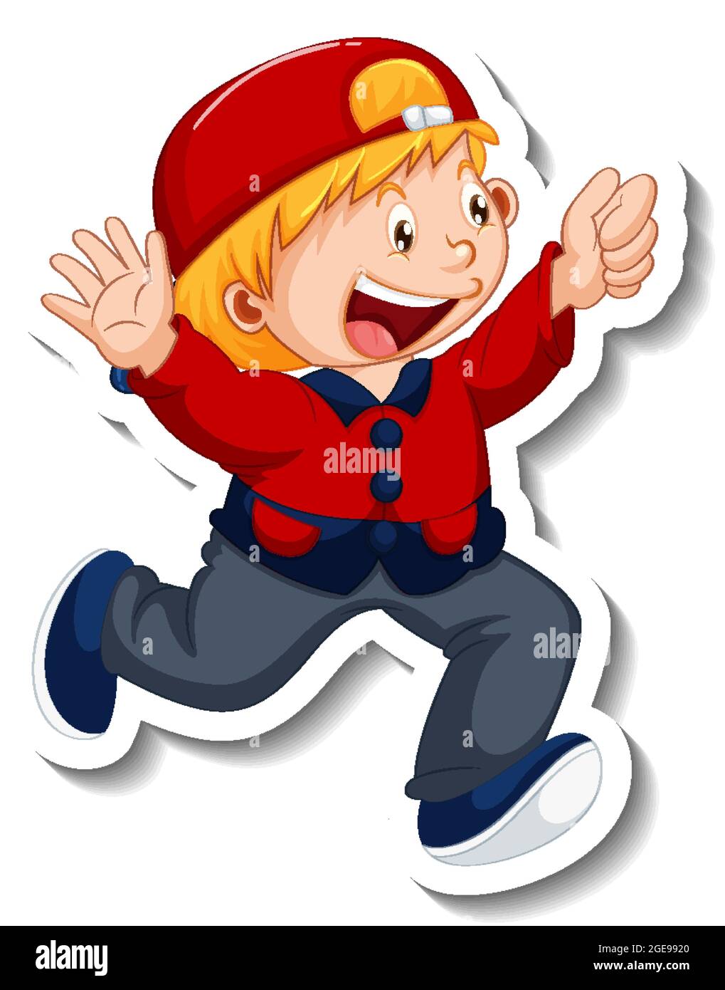 Sticker template with a boy cartoon character isolated illustration ...