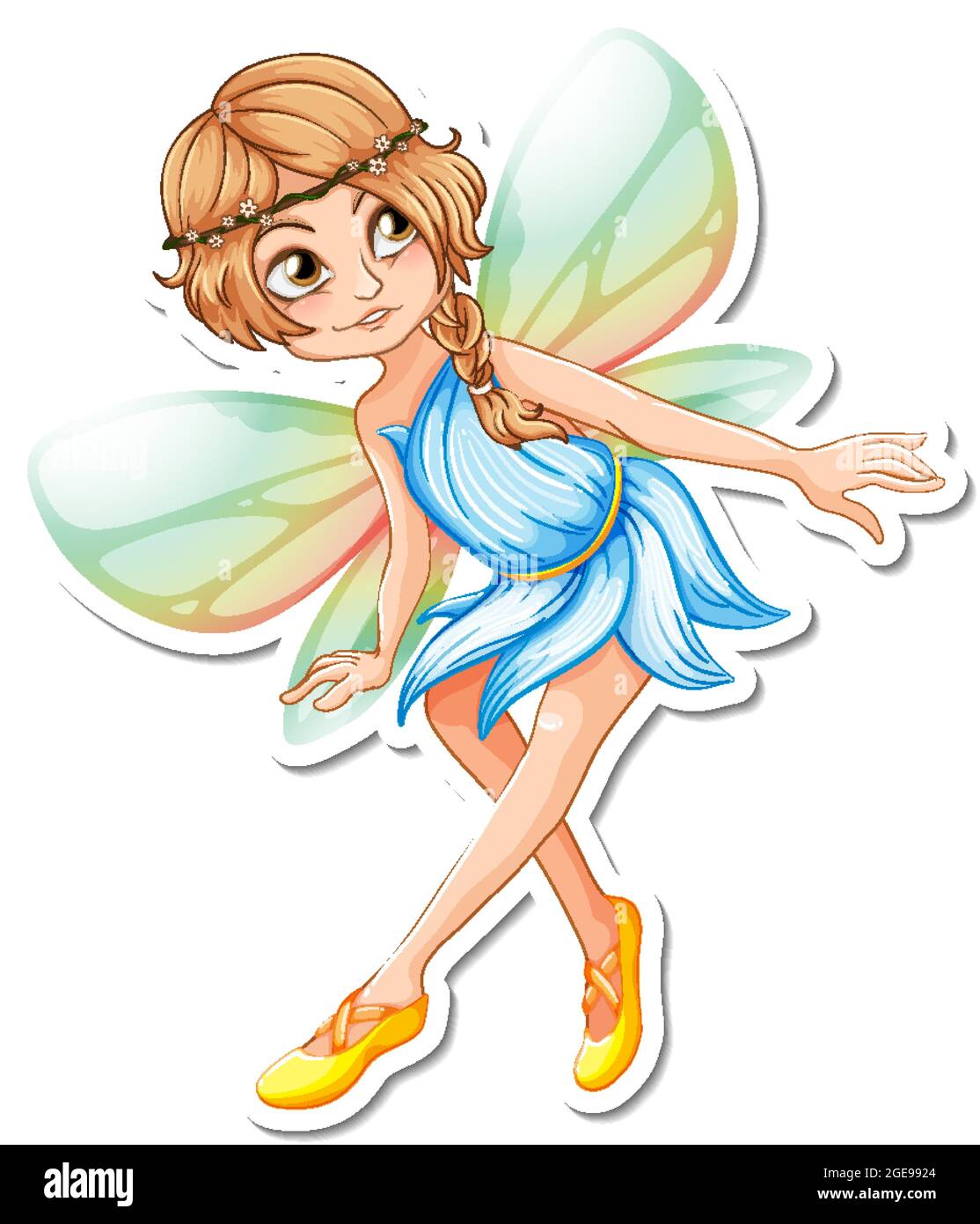Beautiful fairy cartoon character sticker illustration Stock Vector ...