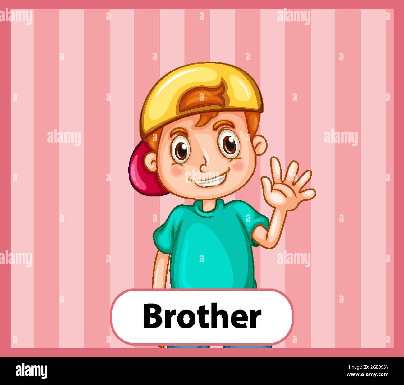 Educational English word card of brother illustration Stock Vector ...