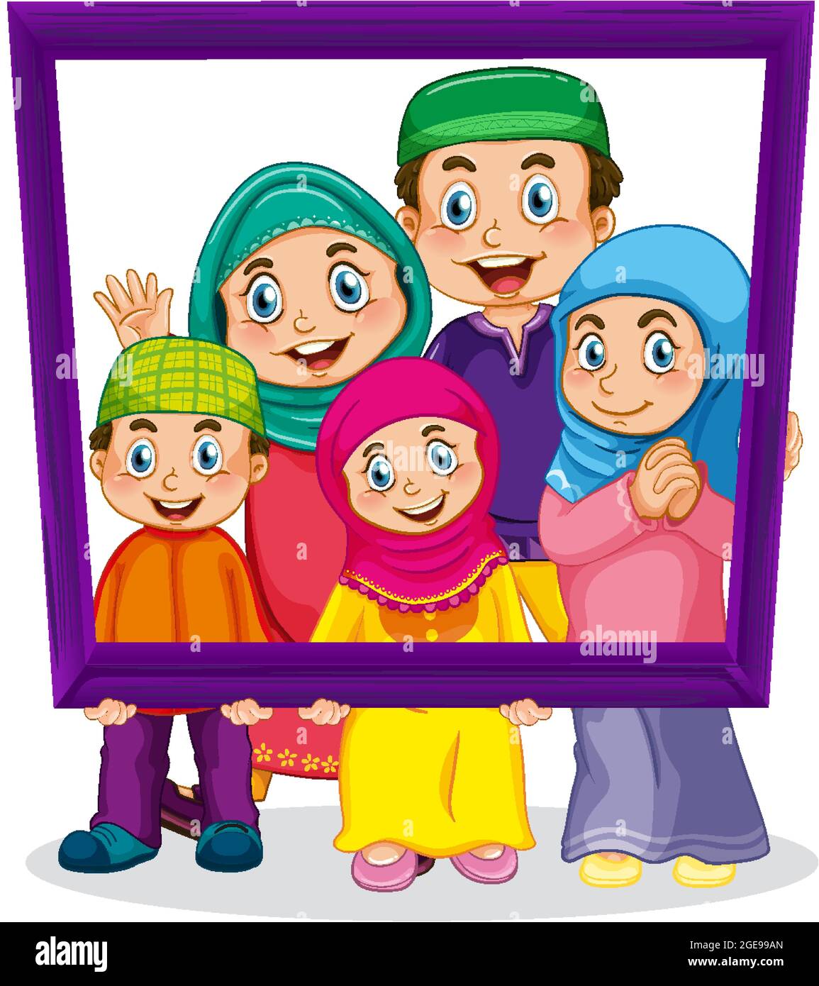 Happy family member holding photo frame illustration Stock Vector Image ...