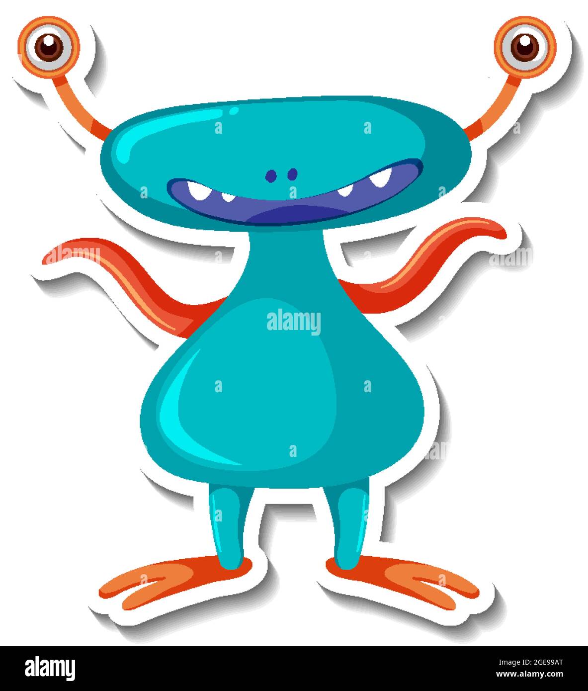 Sticker template with an alien monster cartoon character isolated ...