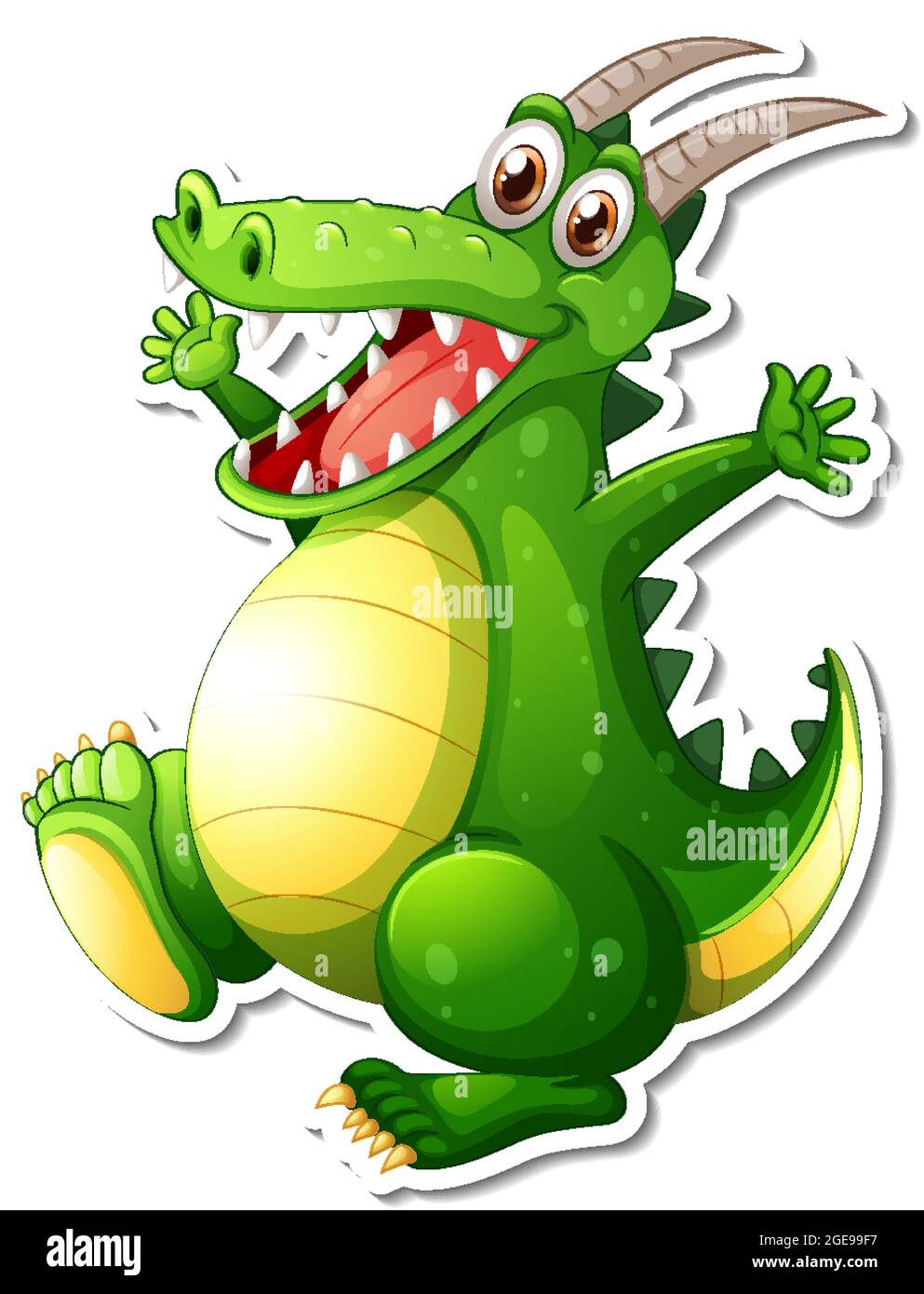 Green Dragon cartoon character sticker illustration Stock Vector Image ...