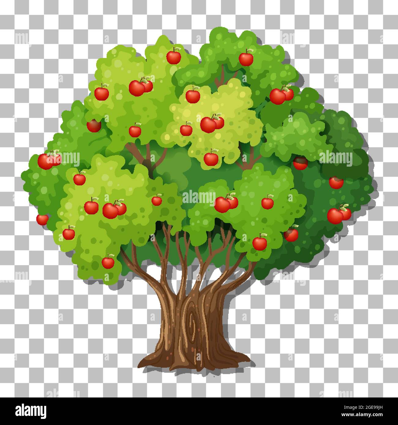 Apple tree on transparent background illustration Stock Vector Image ...