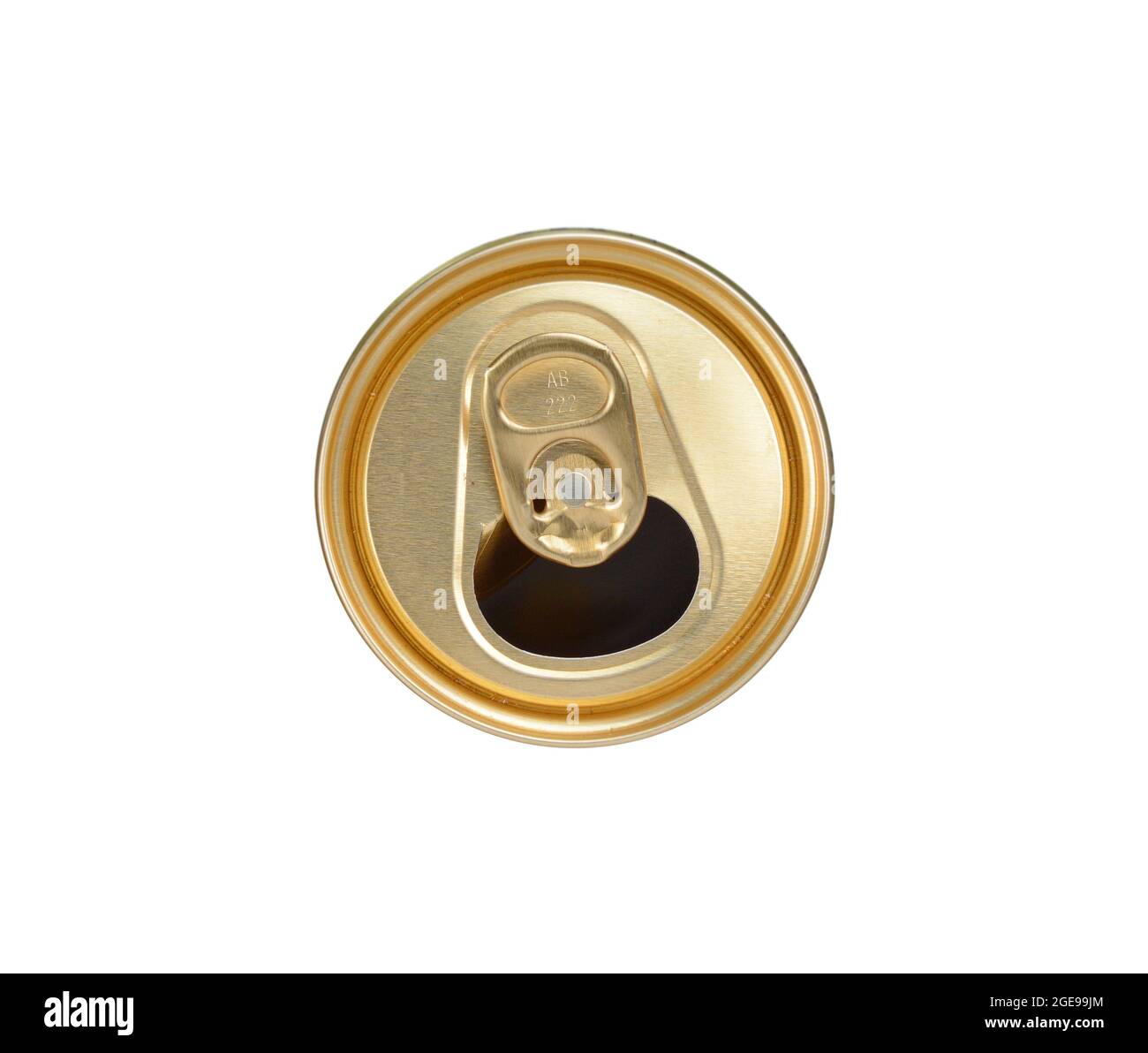 The open can of beer isolated on white. Top view Stock Photo - Alamy