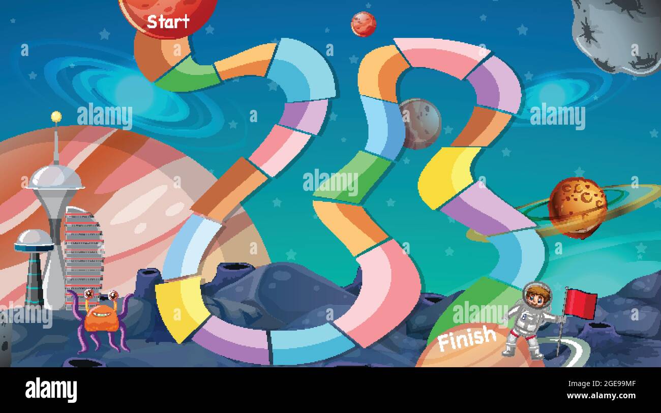 Board game template with space theme illustration Stock Vector Image ...