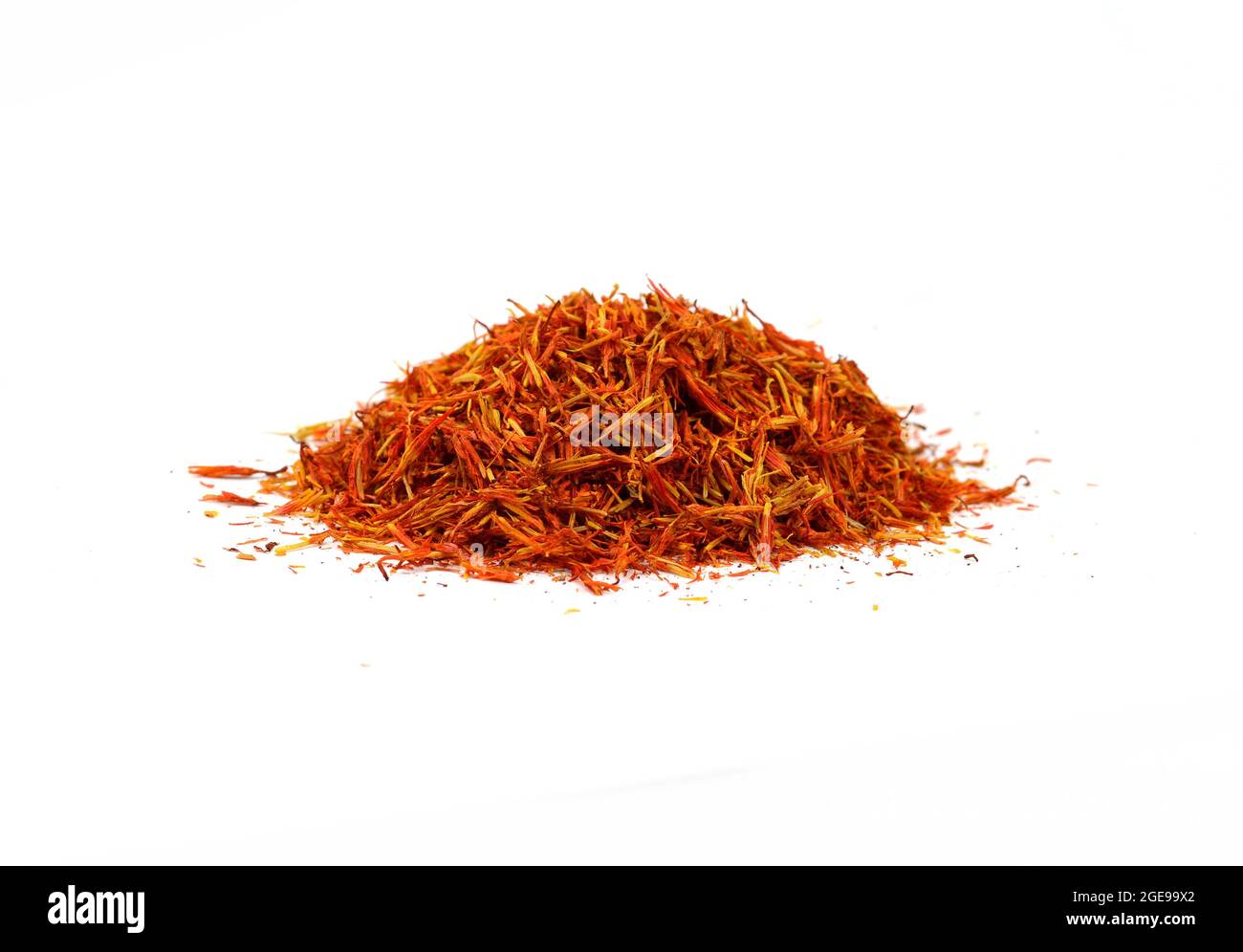Saffron spice threads (strands) isolated on white background. Saffron ...