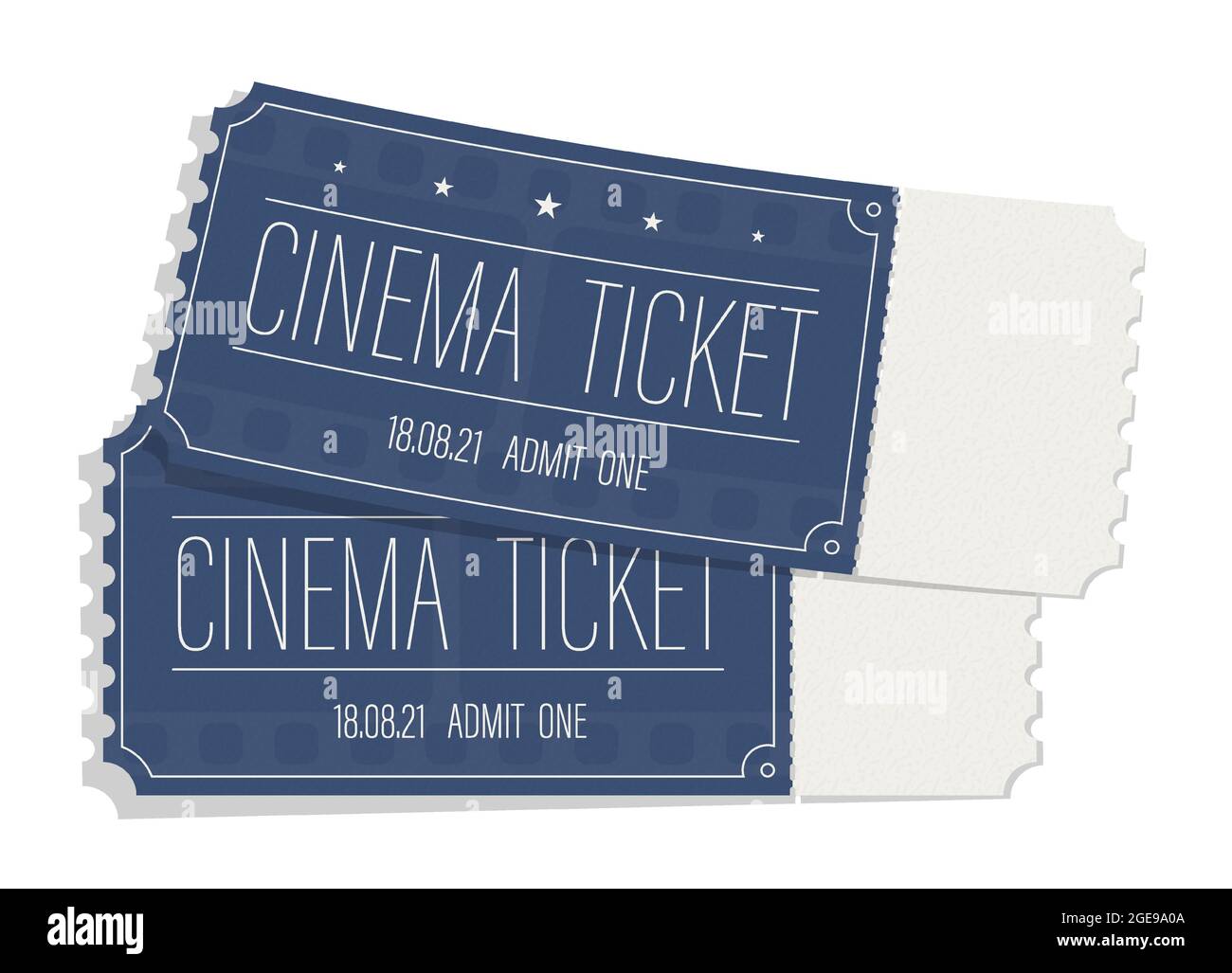 Realistic paper cinema Theater ticket. Perforated paper ticket for ...