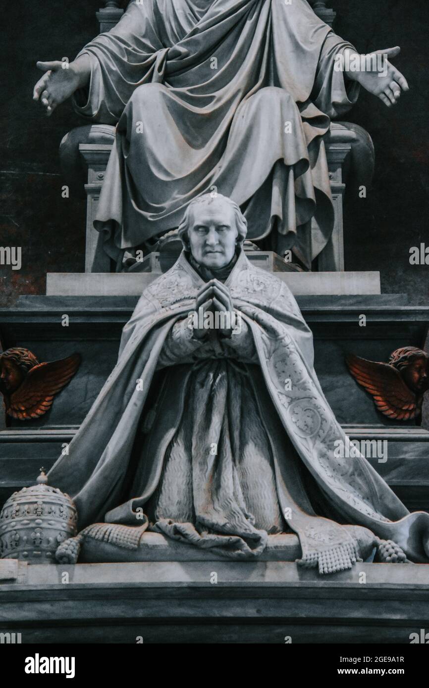 Vertical shot of the Monument to Pope Pius VIII inside St. Peter's ...