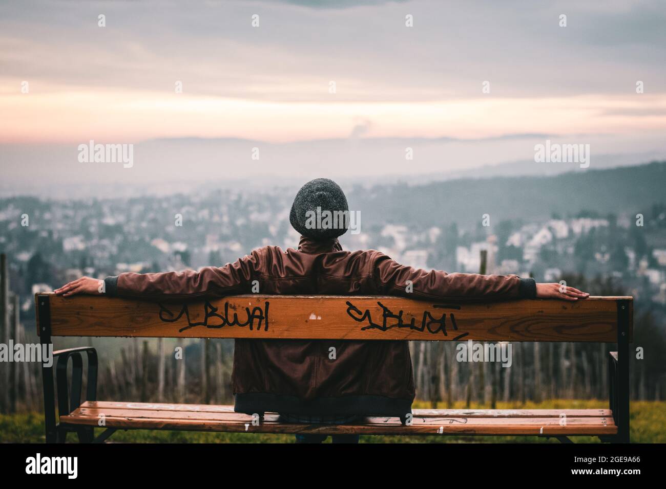 Person overlooking cityscape hi-res stock photography and images - Alamy