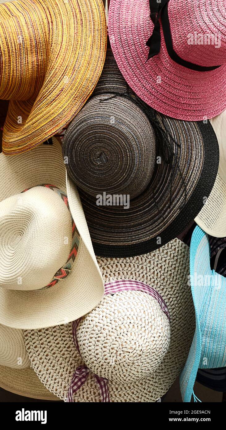 Colorful women's hats texture Stock Photo - Alamy