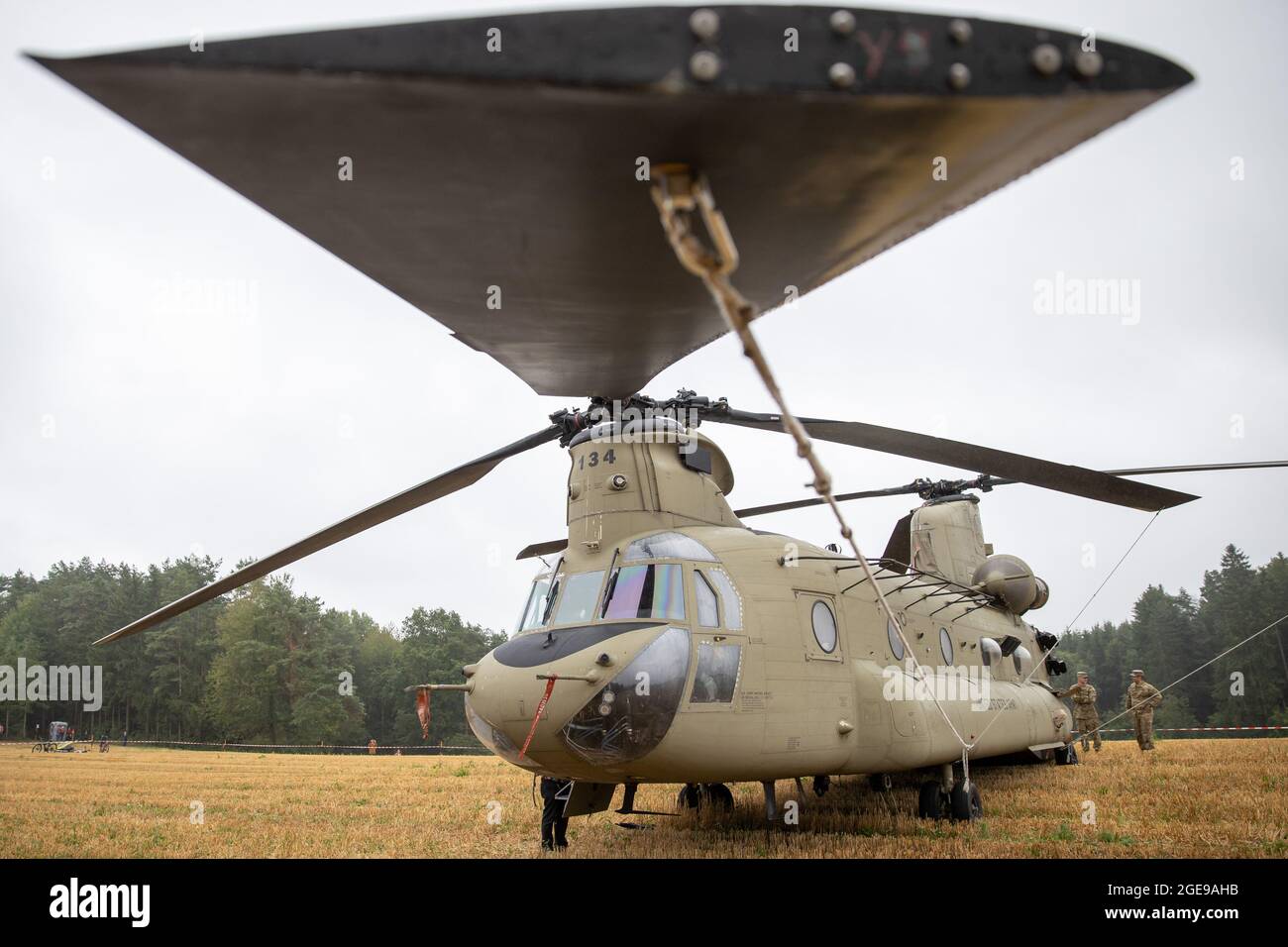 Pegnitz, Germany. 18th Aug, 2021. A Chinook transport helicopter stands ...
