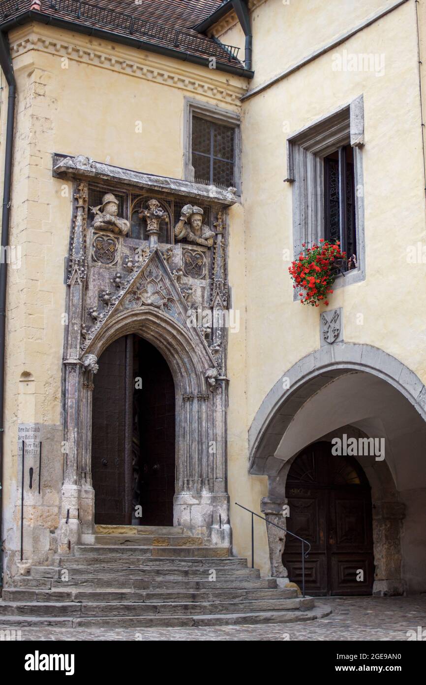 Medieval gate in the old town of Regensburg, Germany Stock Photo - Alamy