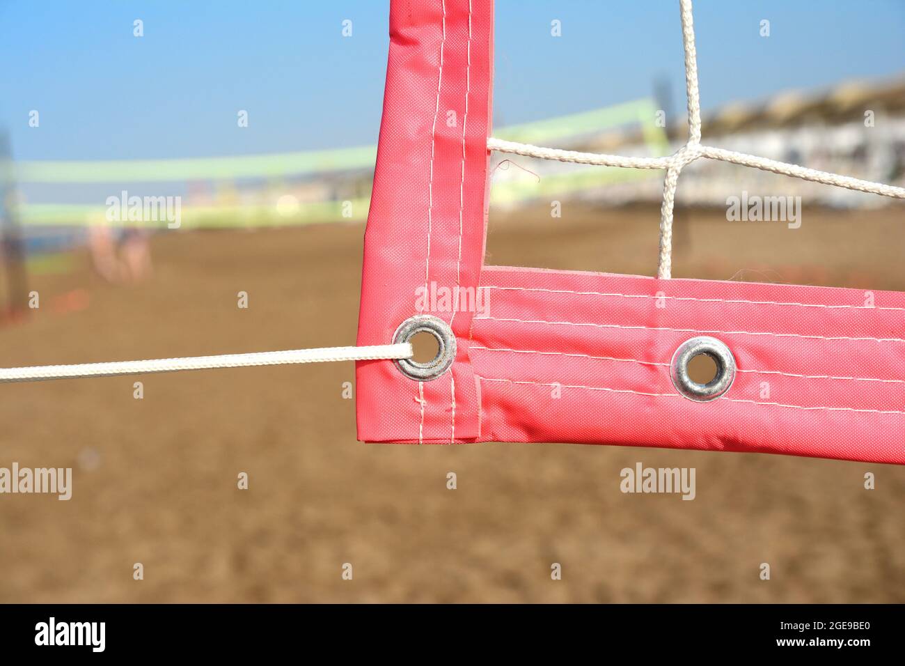 Volleyball net on a sand beach in summer Stock Photo - Alamy