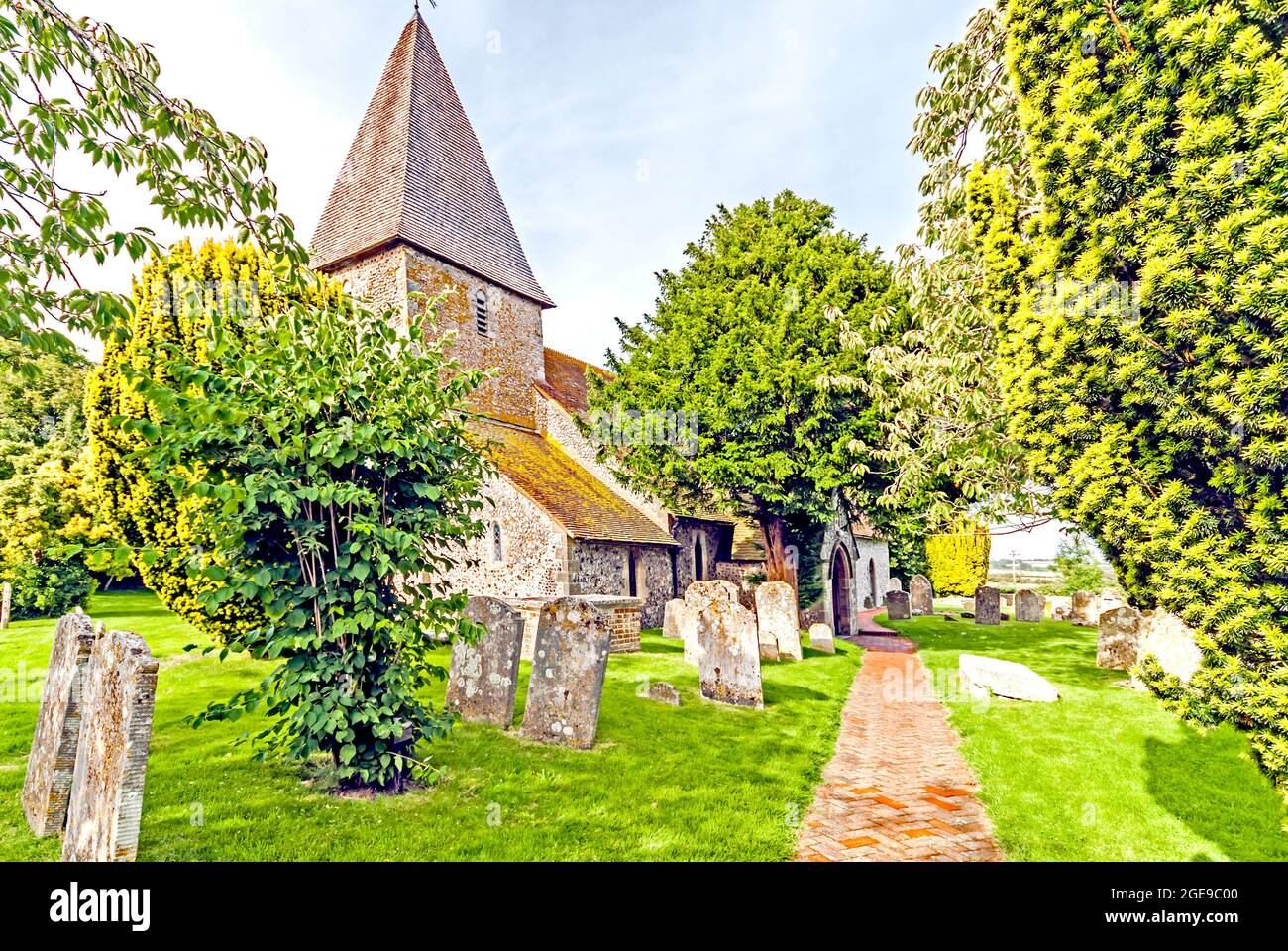 Churchyard in Rodmell, (near Monk's House) Sussex; Friedhof Stock Photo ...