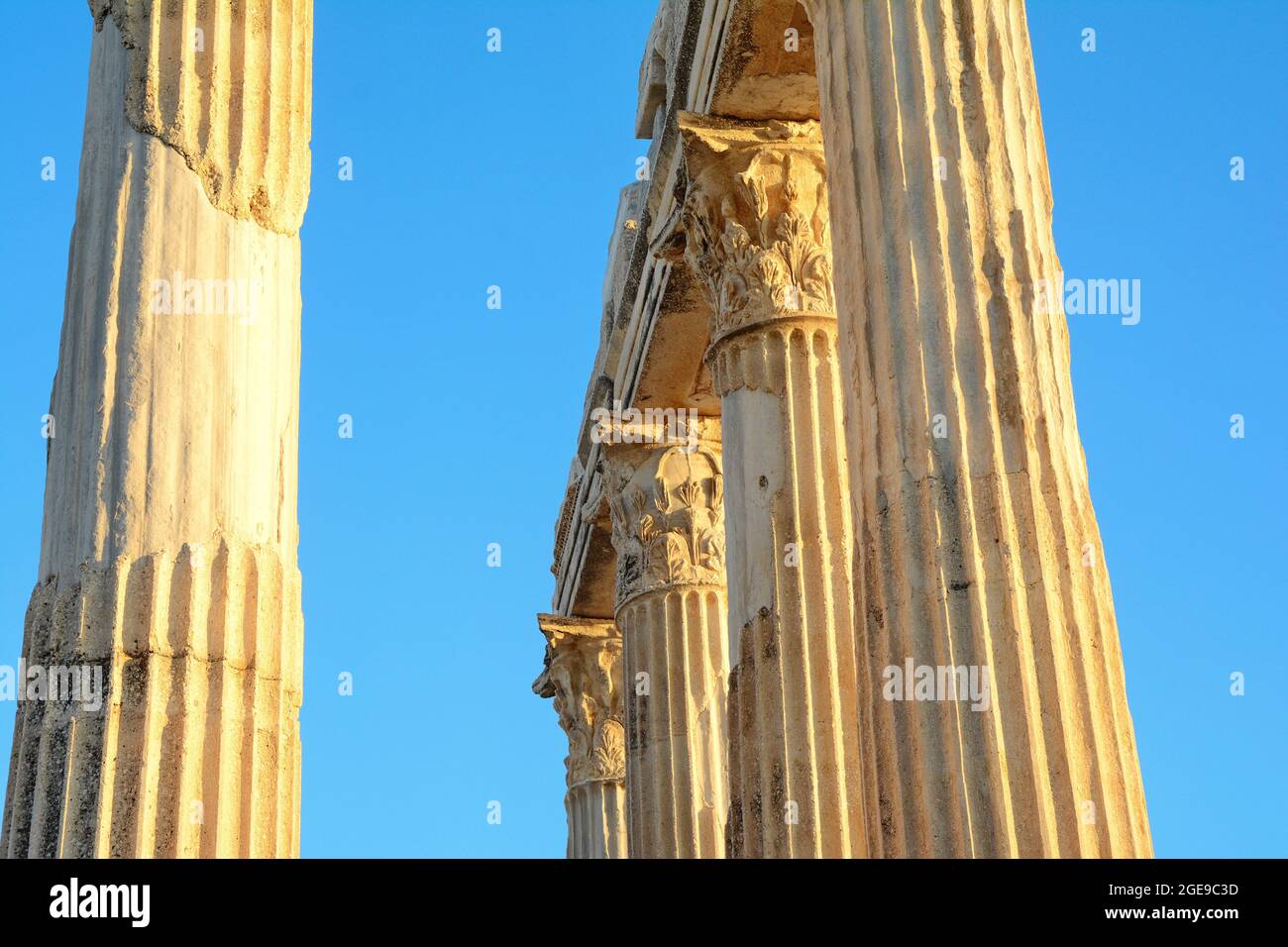 Ruins of the Temple of Apollo in Side in a summer day, Antalya, Turkey ...